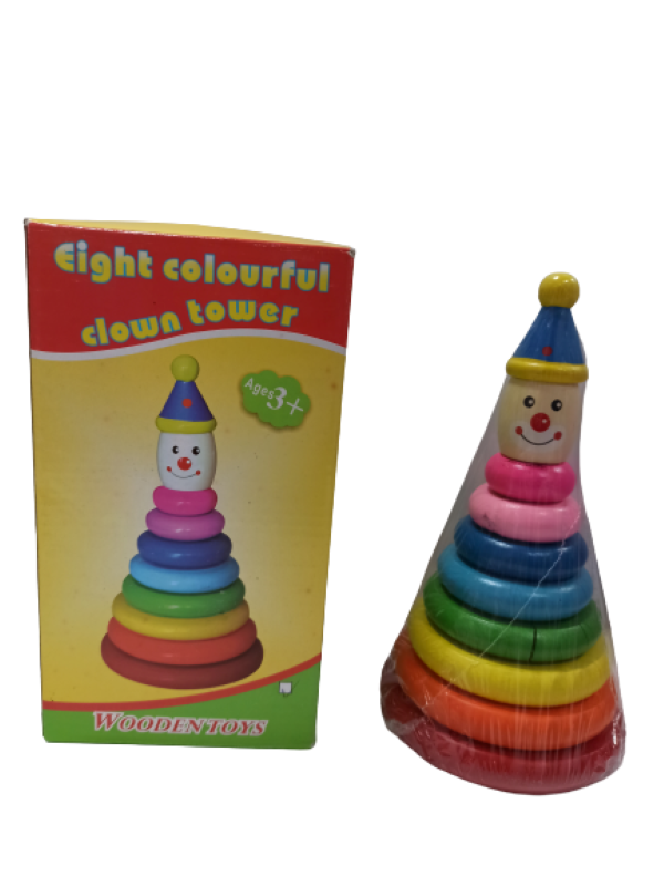 პირამიდა ხის EIGHT COLOURFUL CLOWN TOWER